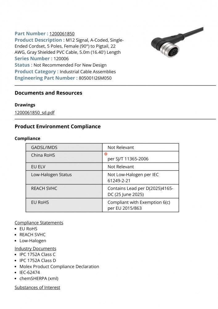 MOLEX product drawing page 1