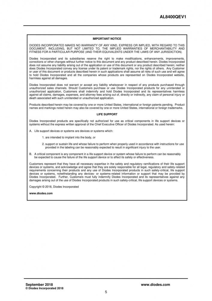 AL8400QEV1 user guide page 5