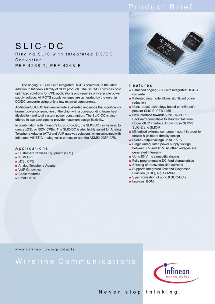 Infineon PEF4268T SLIC-DC document page 1