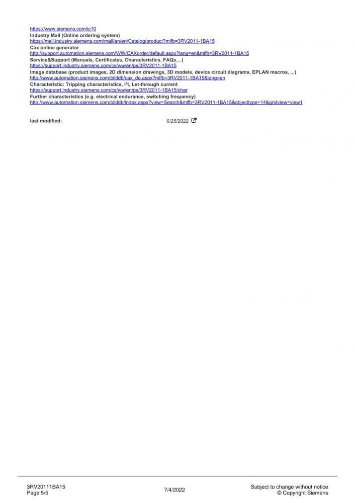 3RV20111BA15 datasheet page 5