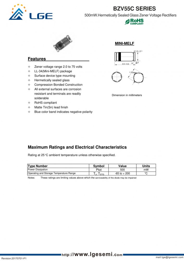 LGE BZV55C2V4 datasheet page 1