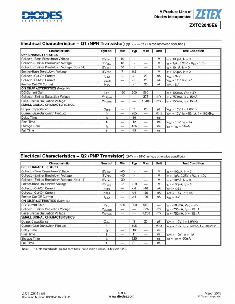 ZXTC2045E6TA datasheet page 4