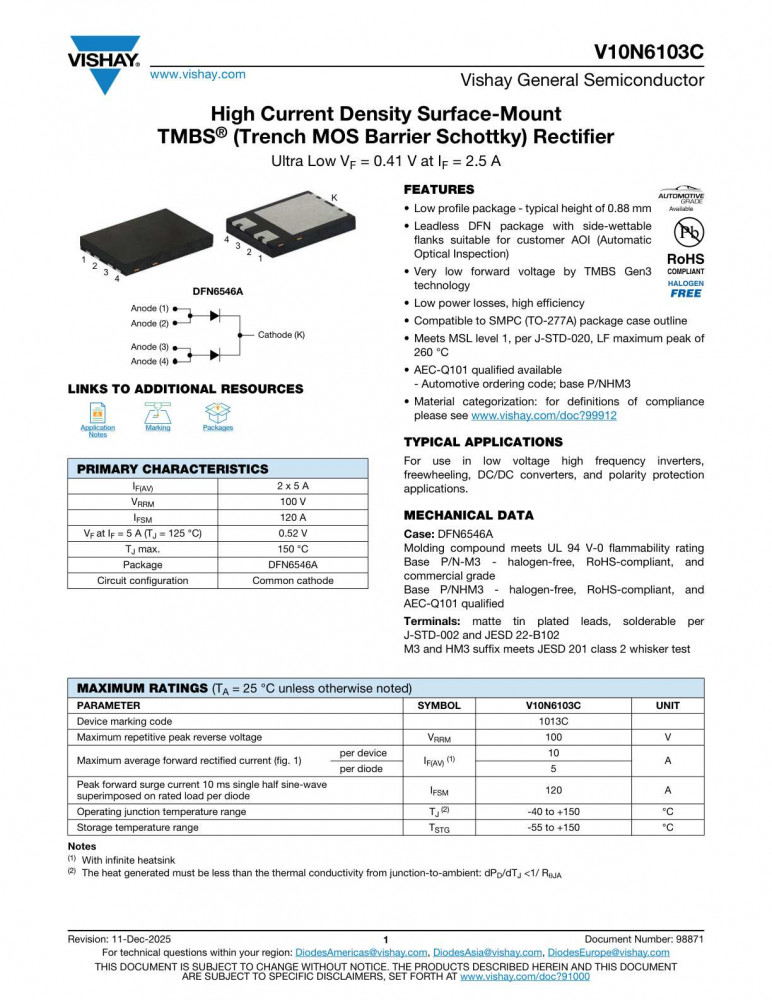 V10N6103C datasheet page 1 preview