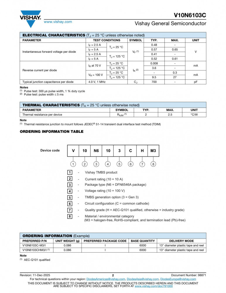 V10N6103C datasheet page 2 preview