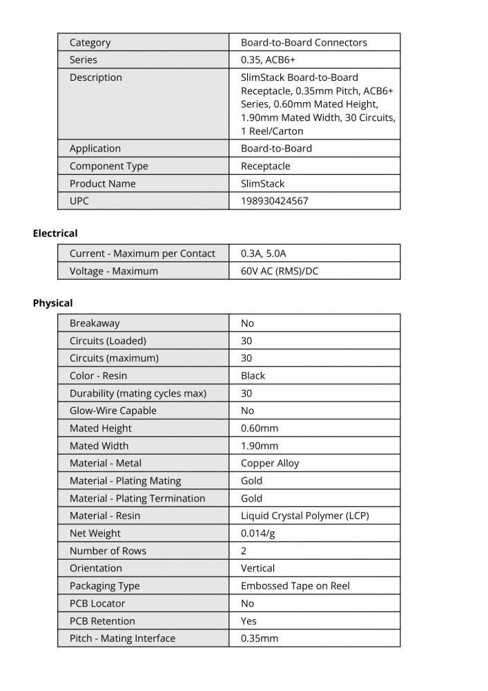 Technical document page 2 for Molex part 2167000308