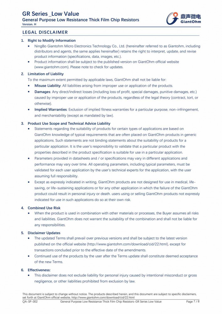 GiantOhm datasheet page 7