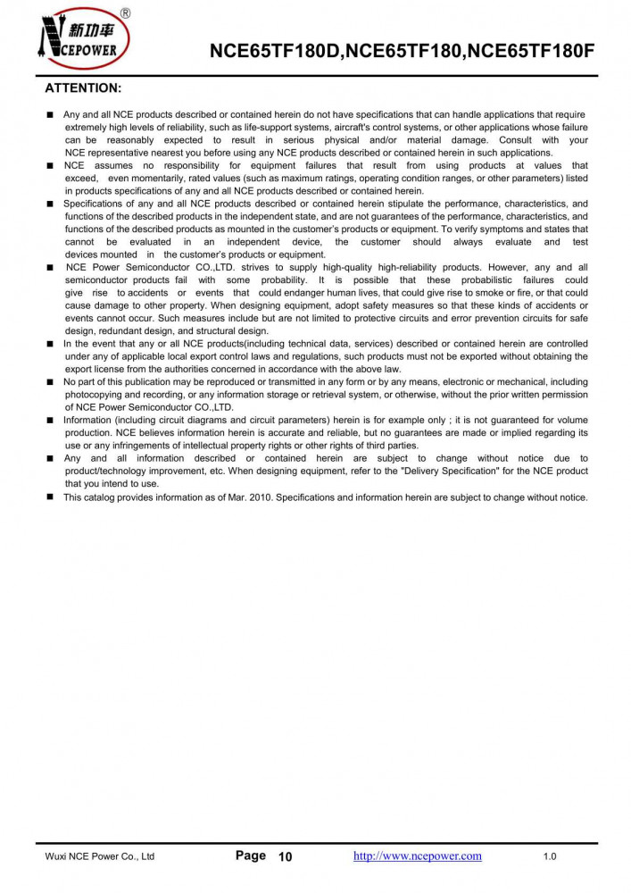 NCE65TF180F datasheet page 10