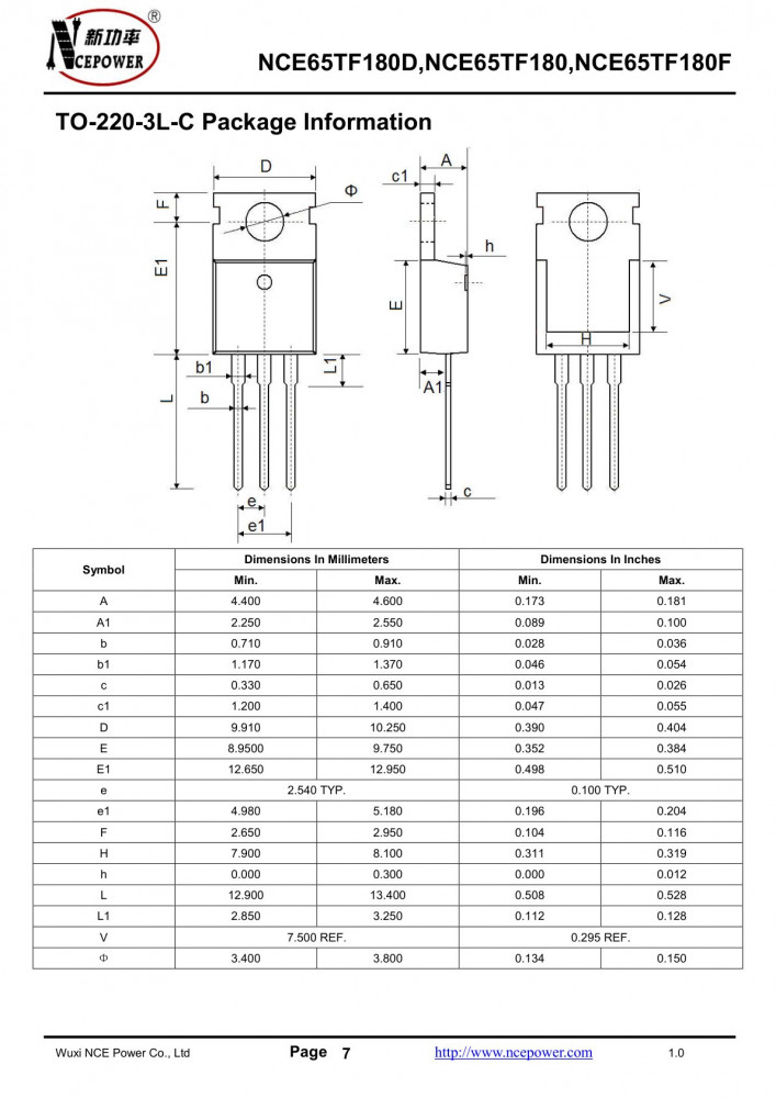 NCE65TF180F datasheet page 7