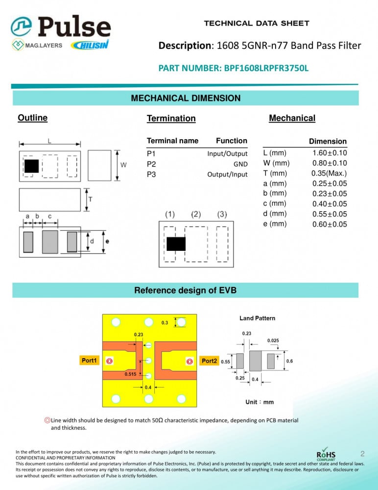 BPF1608LRPFR3750L datasheet page 2