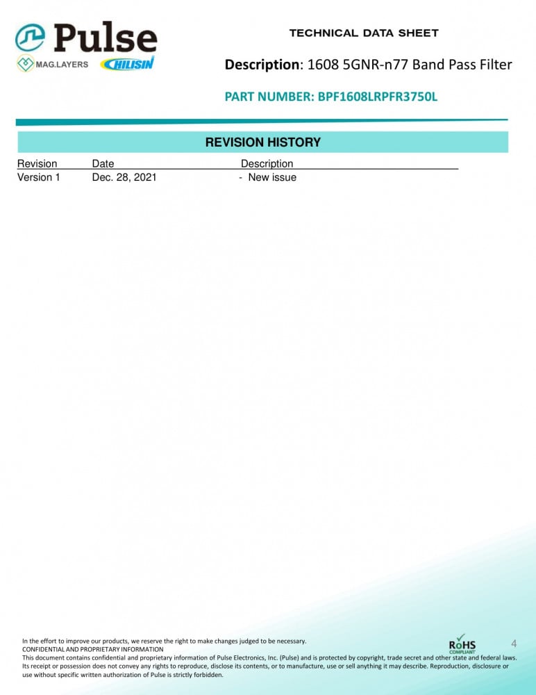 BPF1608LRPFR3750L datasheet page 4