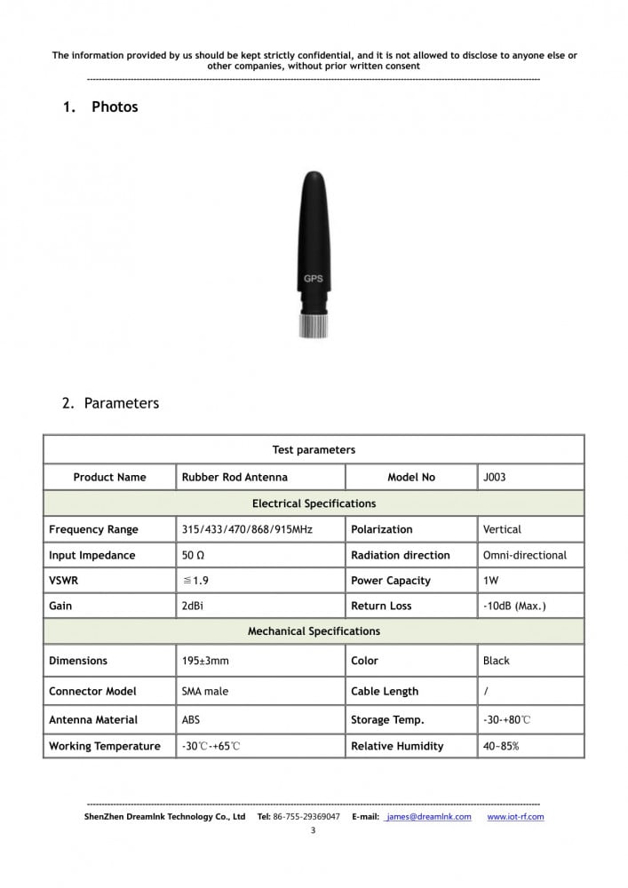 DL-J003 technical document page 3