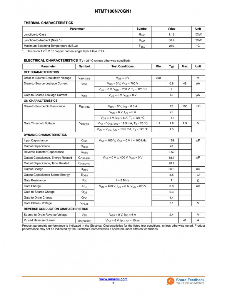 NTMT100N70GN1 datasheet page 2