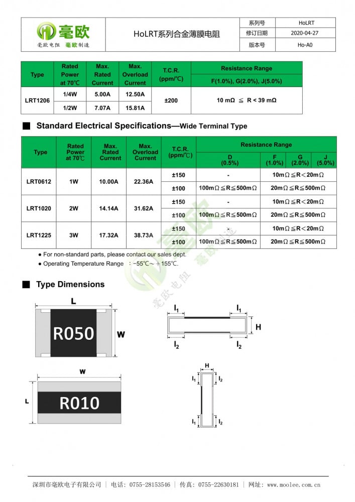 Milliohm HoLRT datasheet page 3