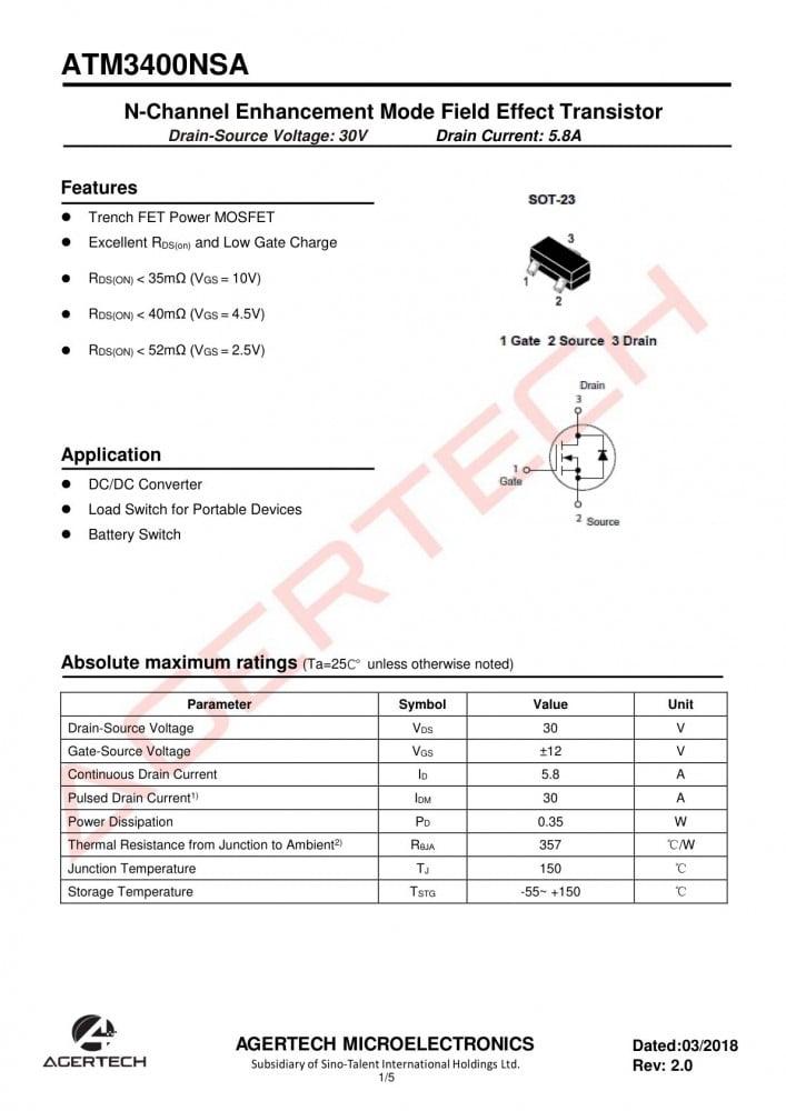 ATM3400NSA datasheet page 1