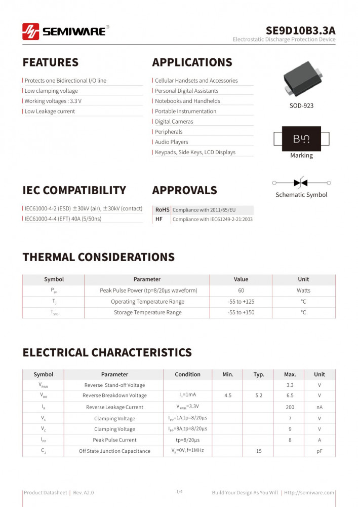 SE9D10B3.3A datasheet page 1