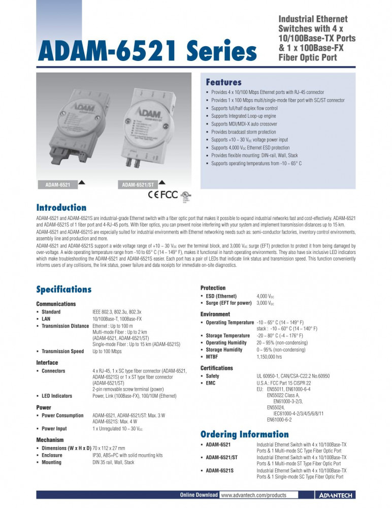 ADAM-6521 technical document page preview