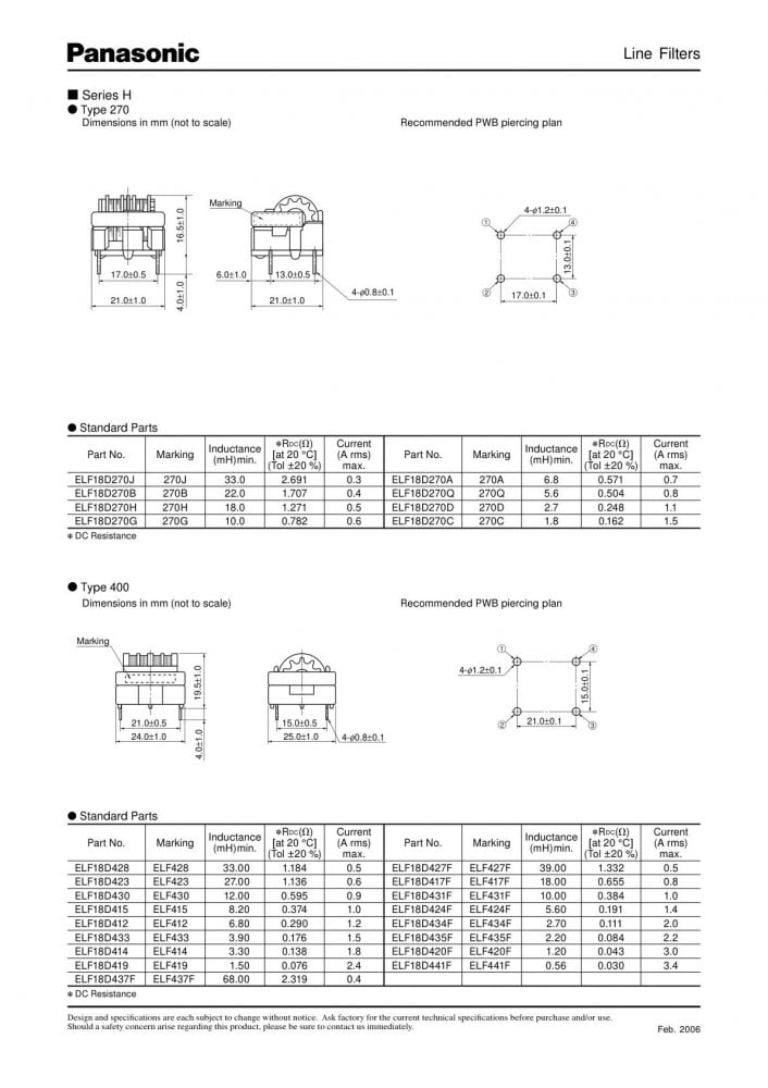 PANASONIC ELF Series technical document page 2