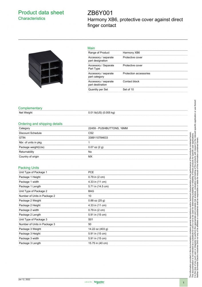 ZB6Y001 technical document page 1