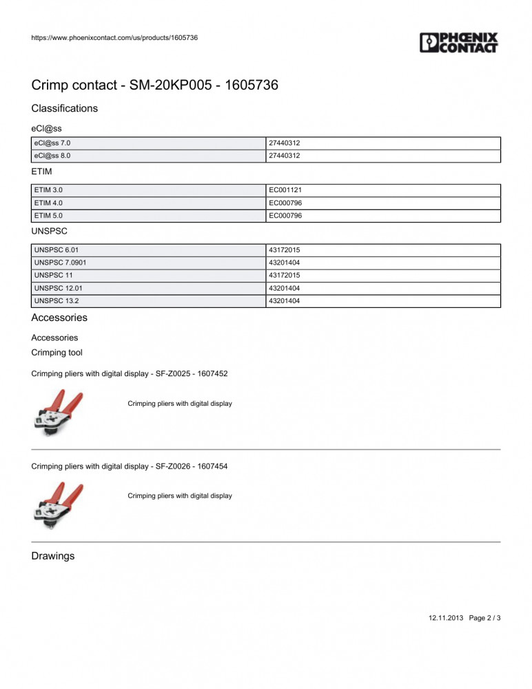 Phoenix Contact 1605736 technical data page