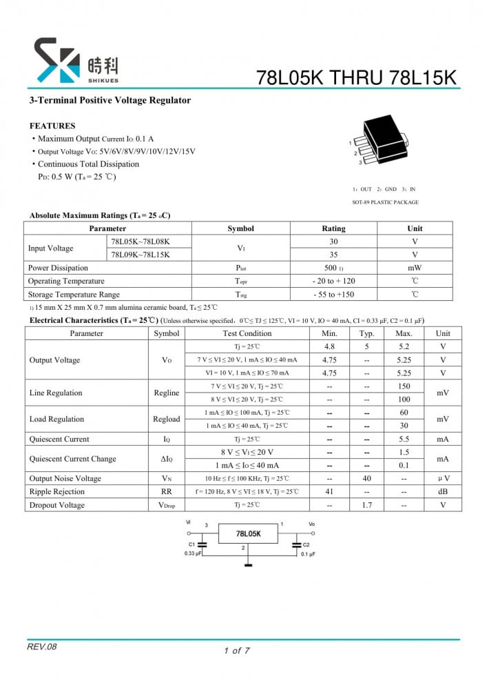 78L09K datasheet page 1