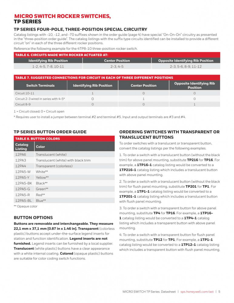 Honeywell TP Series technical document page 5