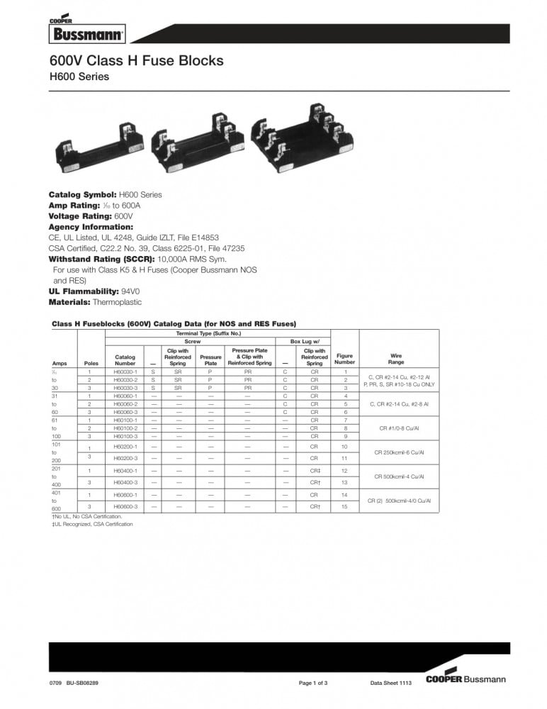 H600 Series catalog page 1