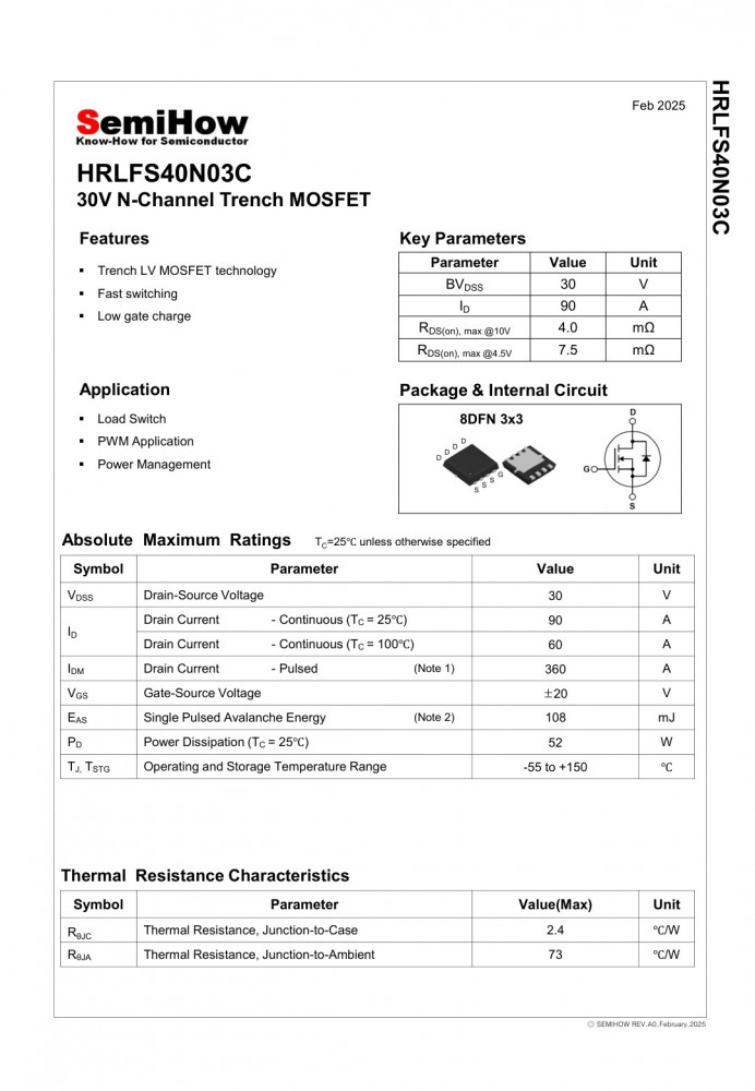 HRLFS40N03C datasheet page 1