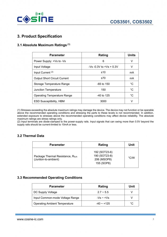 COS3502SR datasheet page 3