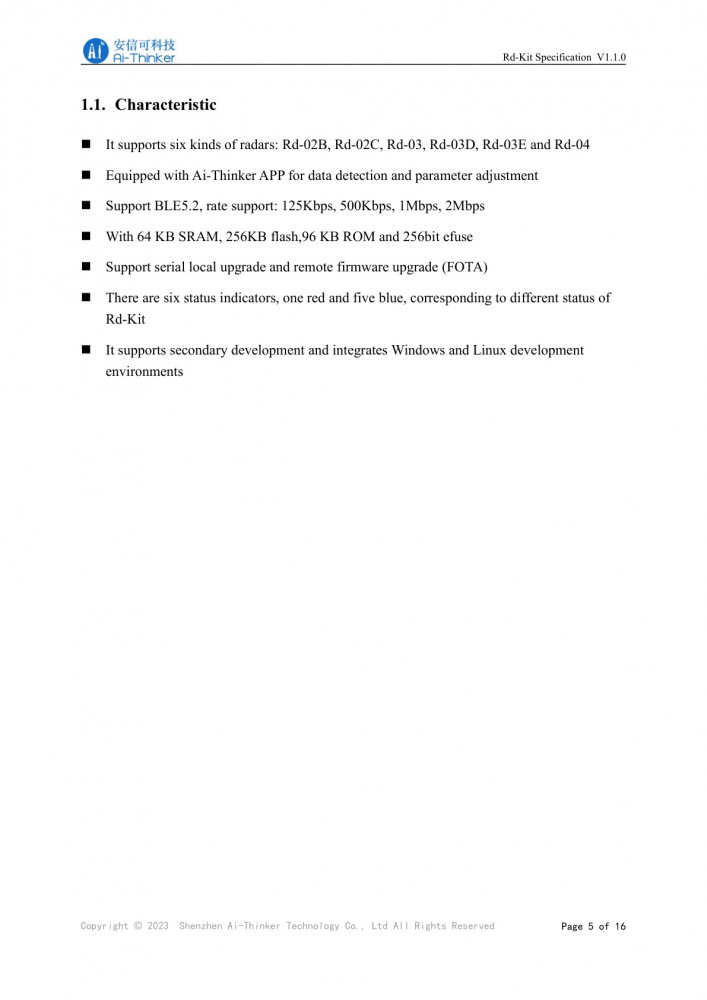 Rd-Kit specification page 5