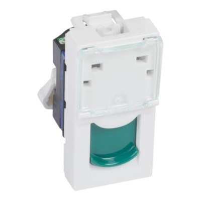 Arteor™ - RJ45 socket controlled access category 6 UTP 2 modules White with red shutter