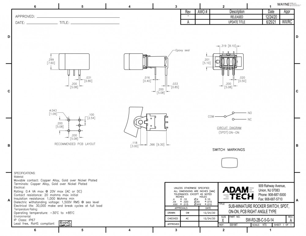 ADAM TECH SW-R3-2B-C-5-G-14 technical drawing preview