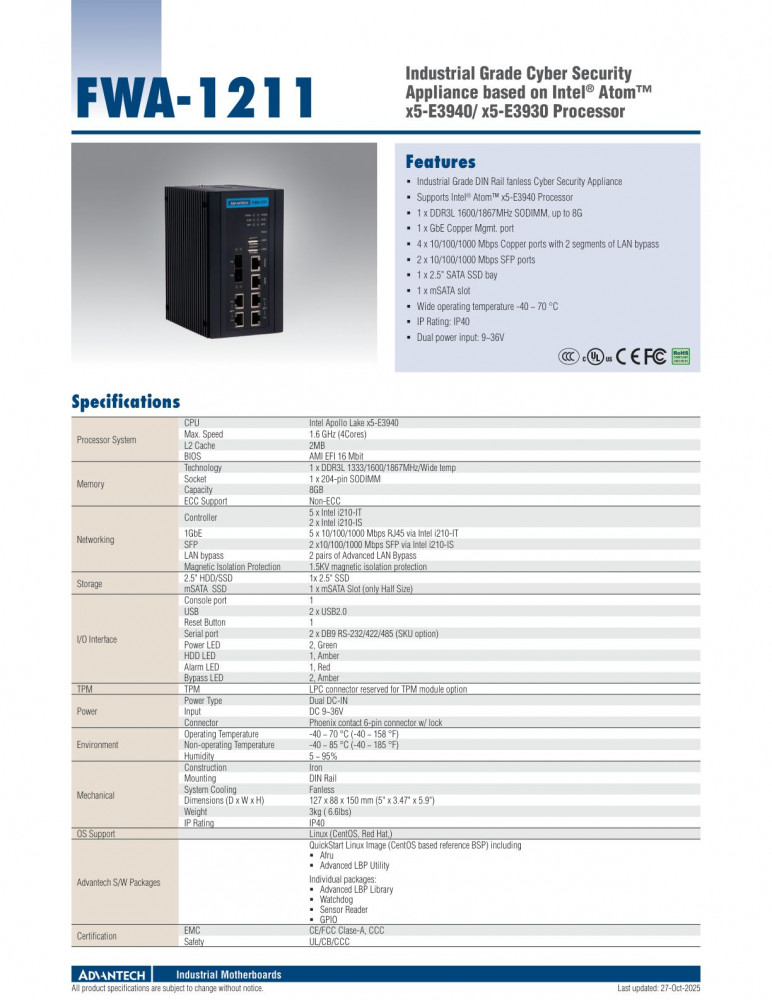 FWA-1211 technical document page 1