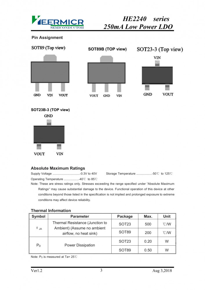 HE2240 datasheet page 3