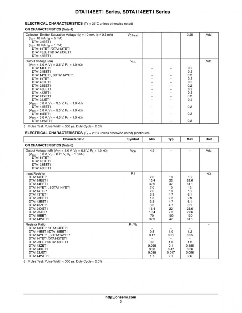 DTA114EET1 datasheet page 3