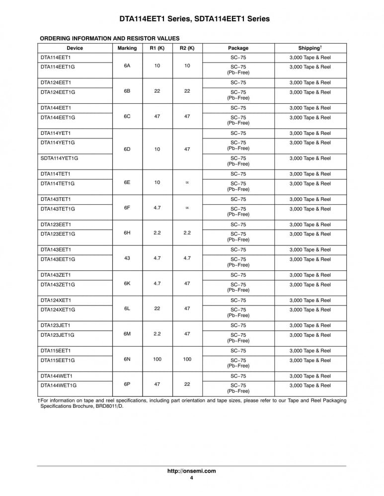 DTA114EET1 datasheet page 4