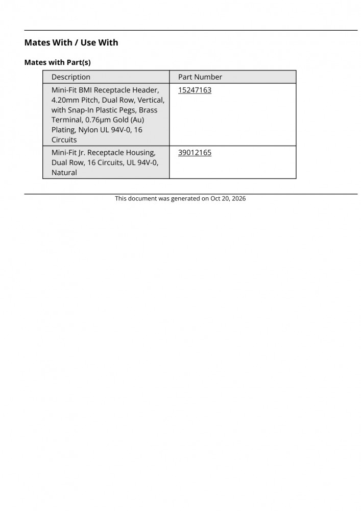 MOLEX Mini-Fit Plus HCS specification page 4
