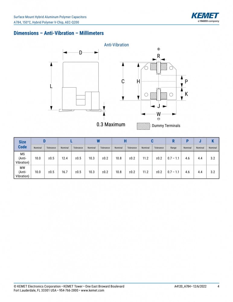 KEMET A784 datasheet page 4