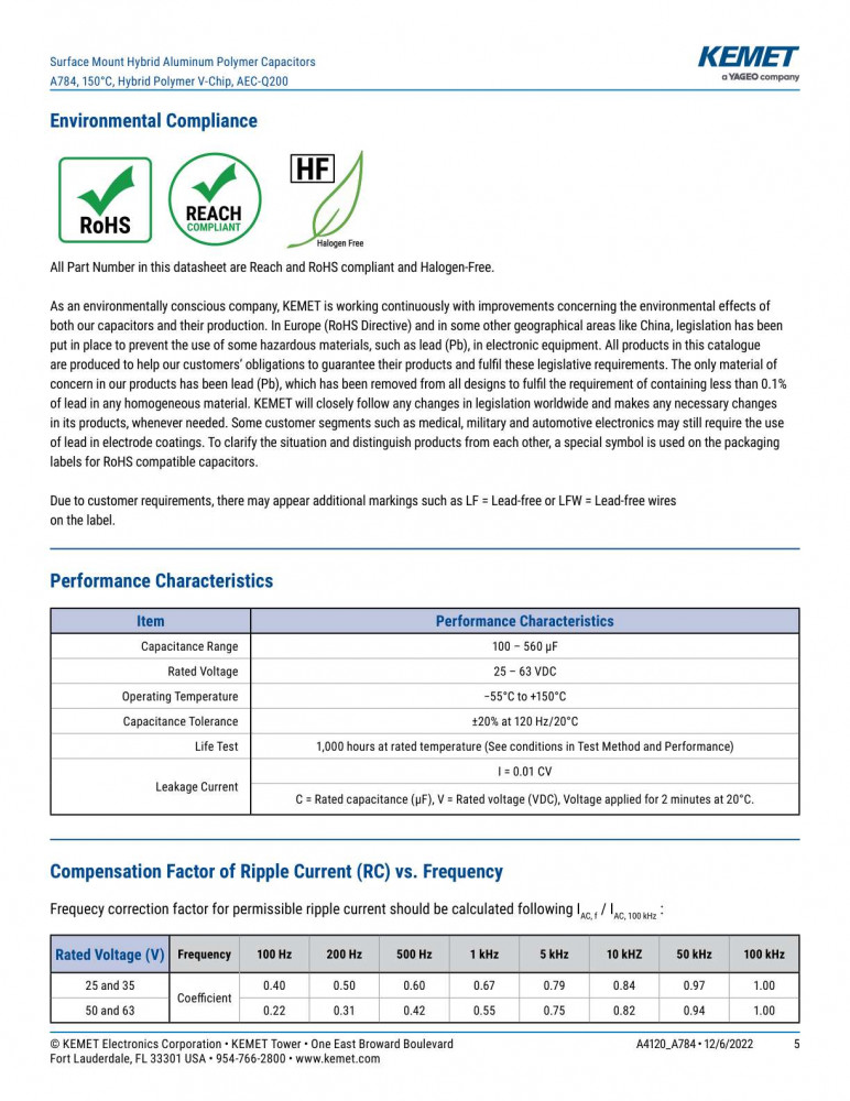 KEMET A784 datasheet page 5