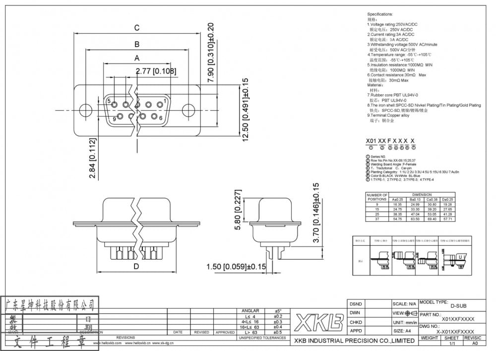 XKB Connection X0115FC2B2 technical document page