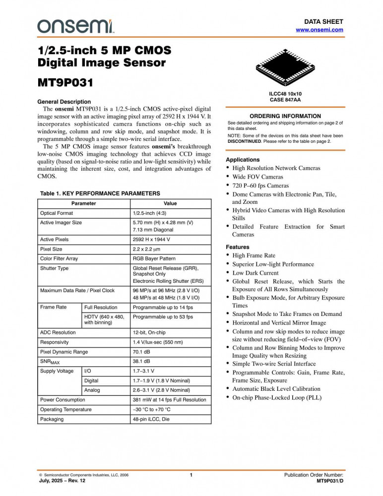 MT9P031 document page 1