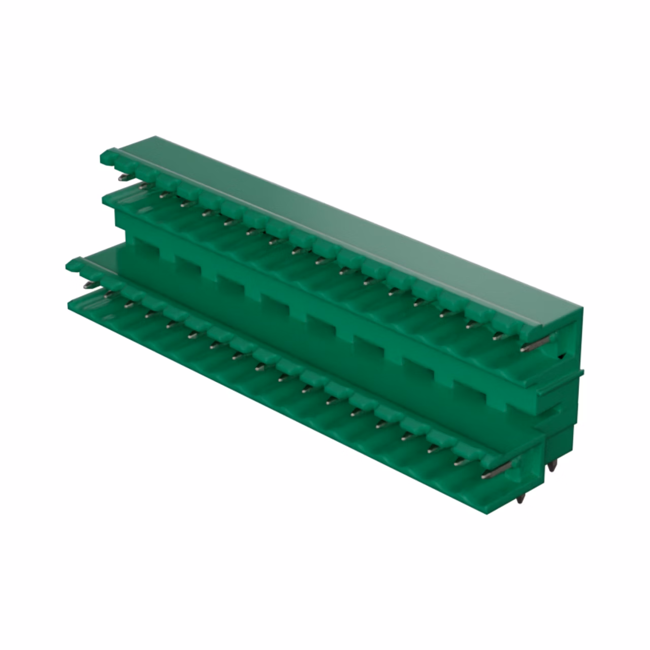 5.00mm Pitch Eurostyle Horizontal Dual Level PCB Header, Open Ends, Green Housing, 36 Circuits for sale
