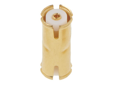 50 Ohms, SMP-MAX Evolution Female-to-SMP-MAX Evolution Female Bullet Adapter, 10.95mm Length, Gold Plated Body, Machined Center Contact, Tray