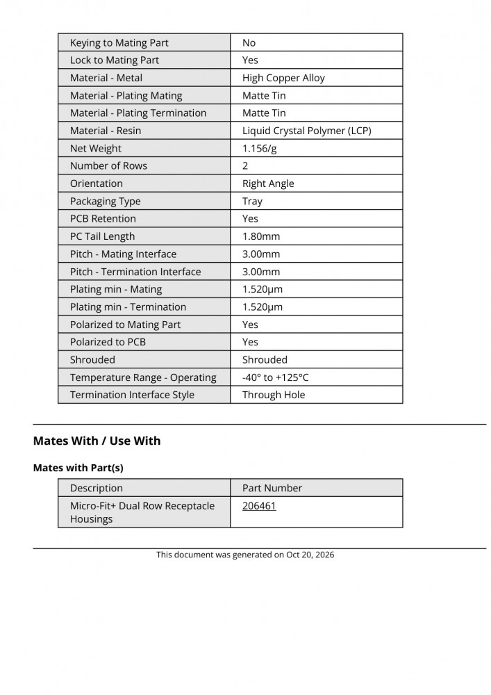 Product document image 3 for MOLEX 2182160660