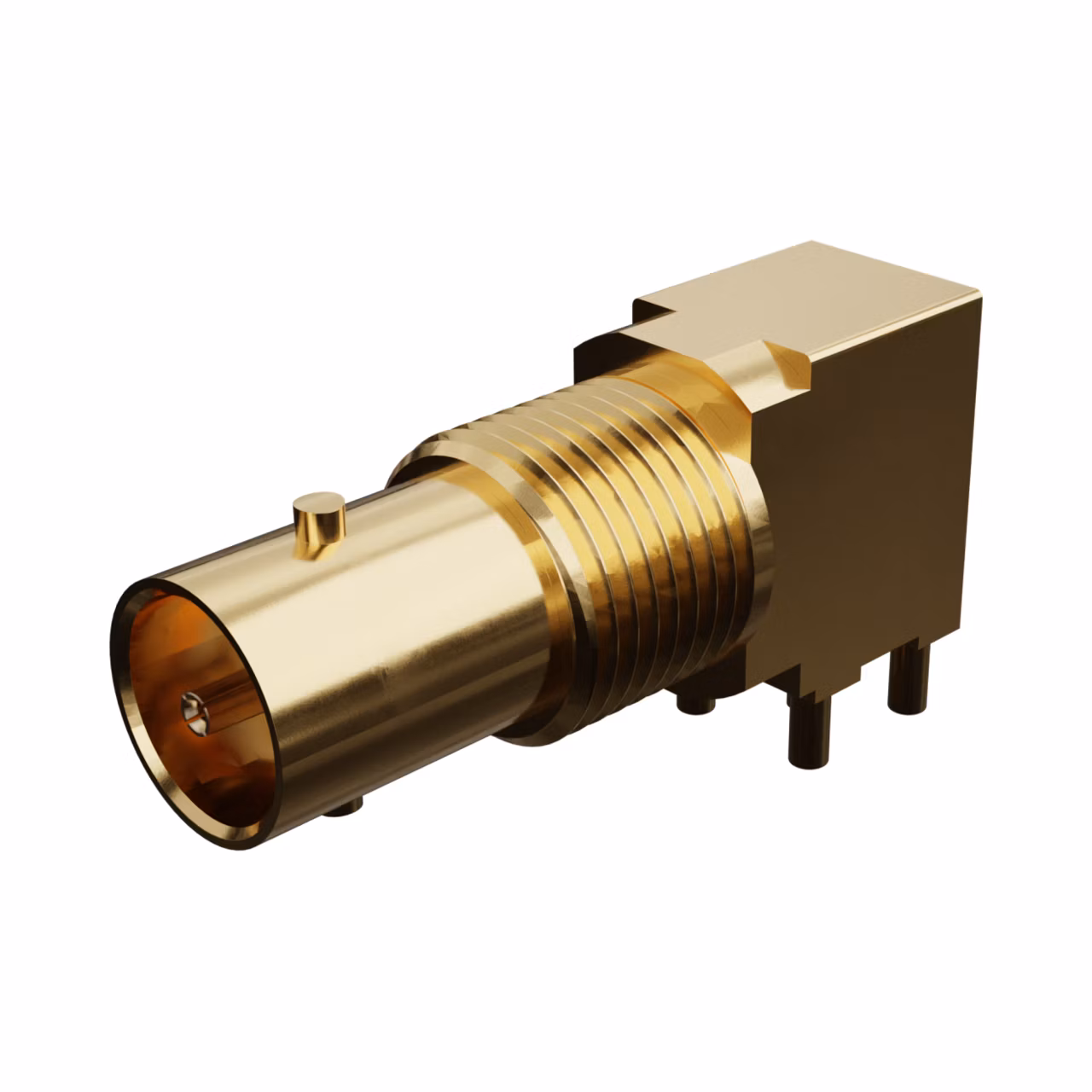 Mini-BNC Jack, Right-Angle, Bulkhead Receptacle, PCB, Through Hole, Die Cast Body, Gold (Au) Plated, PCB, 75 Ohms for sale