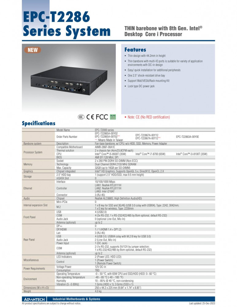 EPC-T2286 product documentation page 1