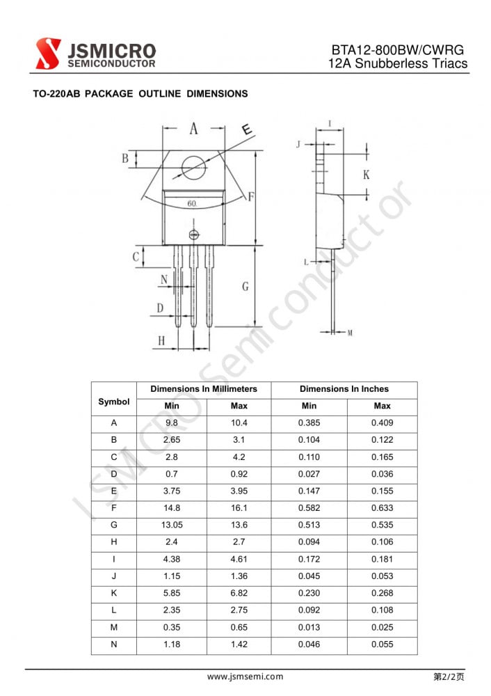 BTA12-800BWRG datasheet page 2
