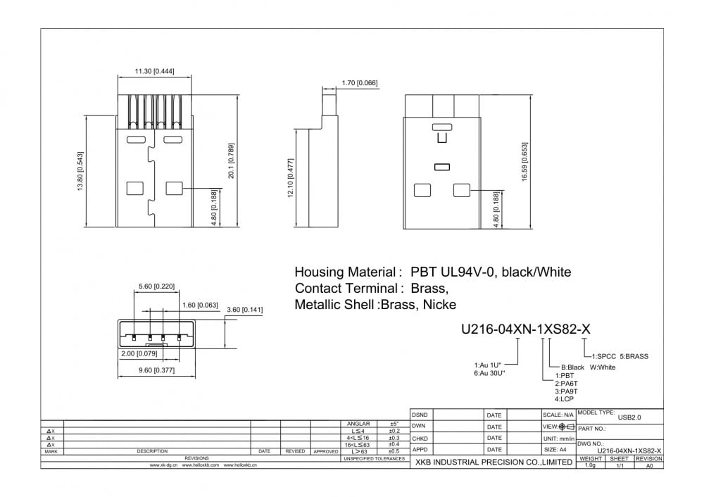 XKB Connection U216-041N-1WS82-1 technical drawing