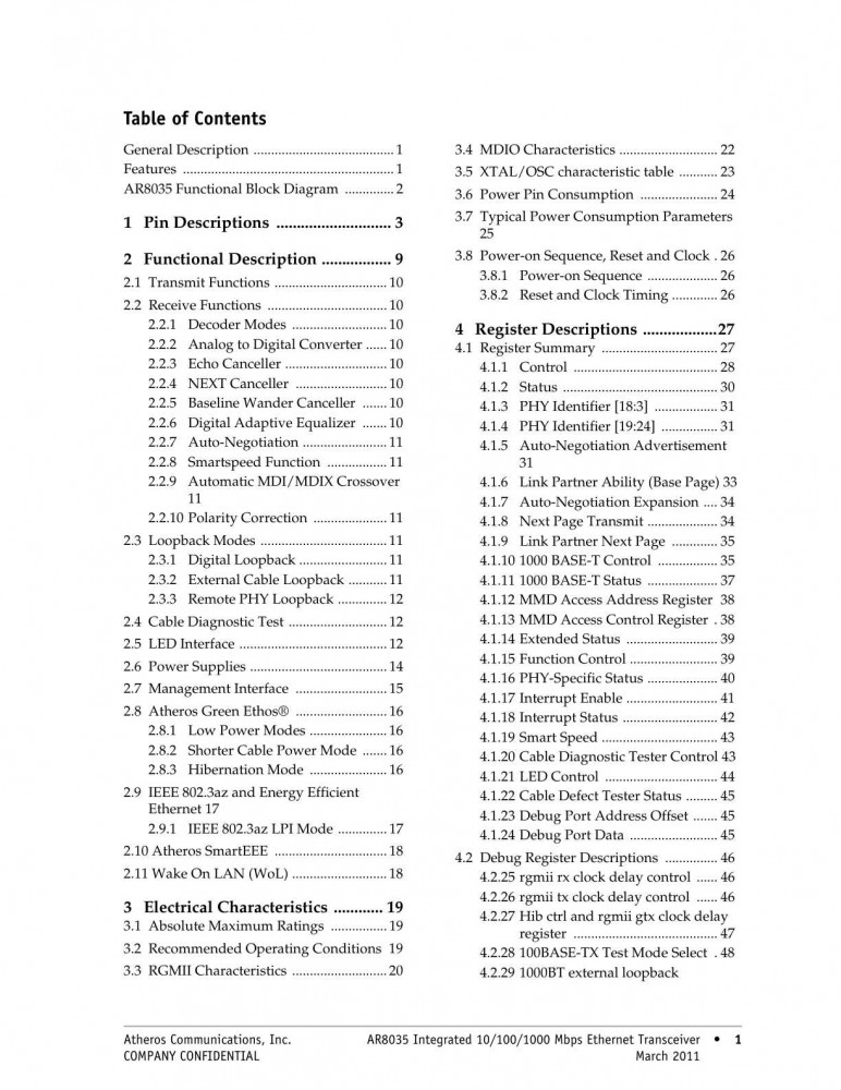 AR8035 datasheet page 3