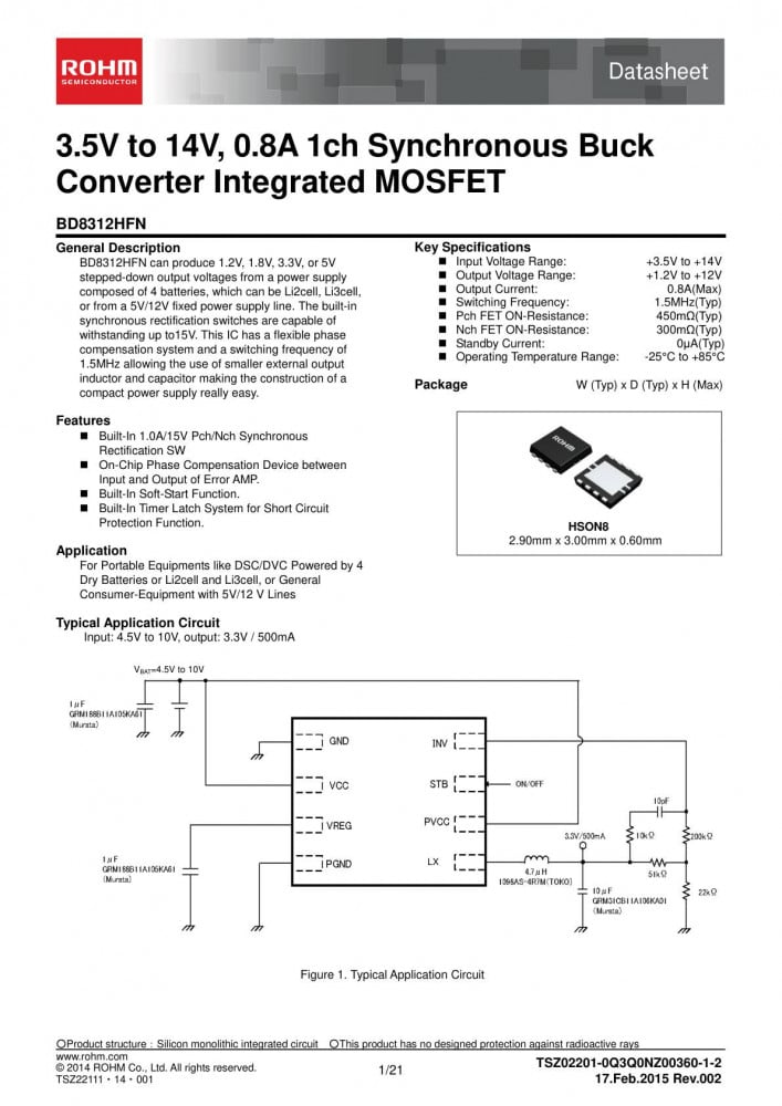 BD8312HFN-TR datasheet page 1