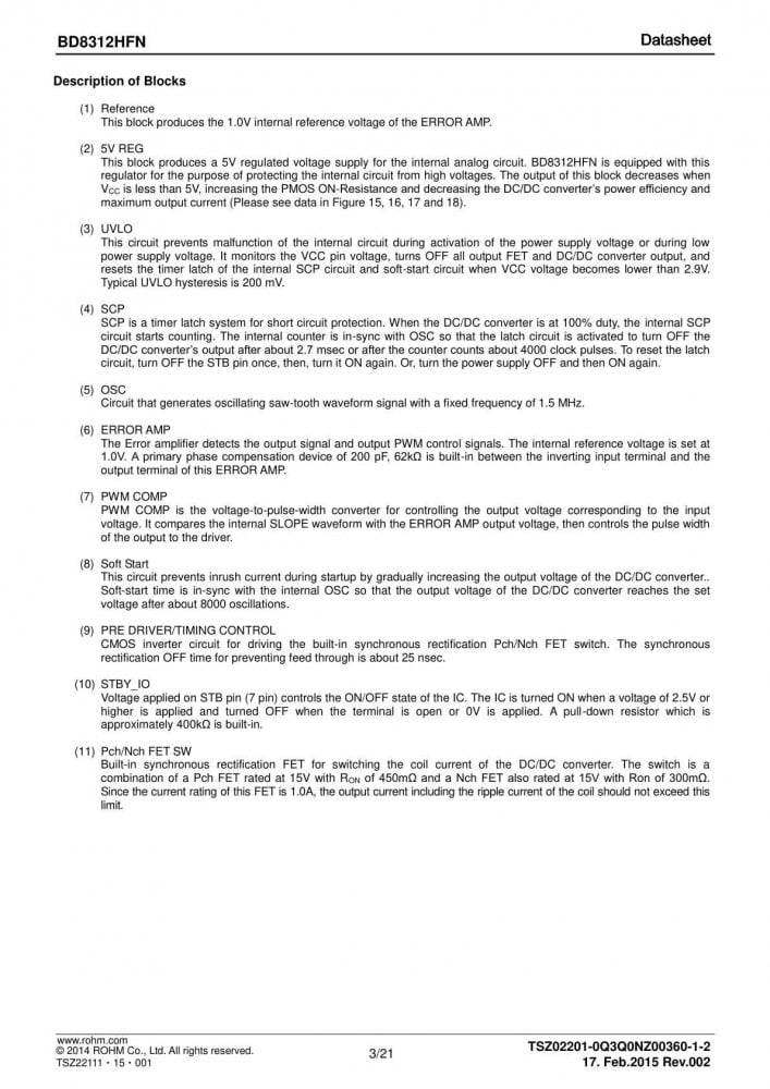 BD8312HFN-TR datasheet page 3